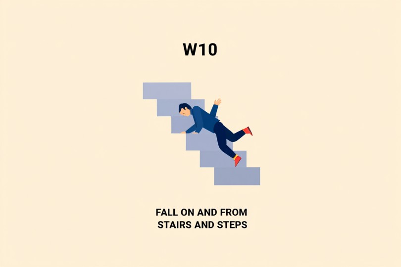 W10: ICD10 Code for Fall on and from stairs and steps