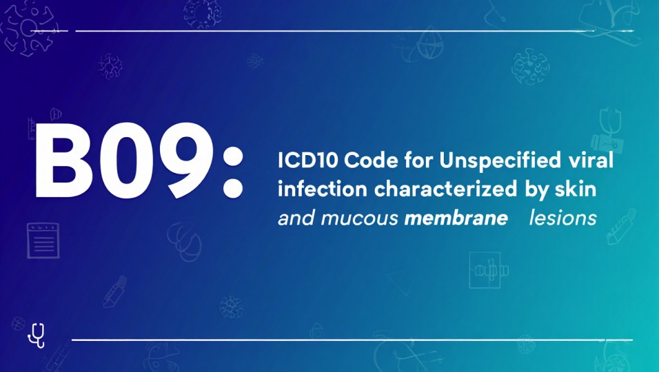 B09: ICD10 Code for Unspecified viral infection characterized by skin and mucous membrane lesions