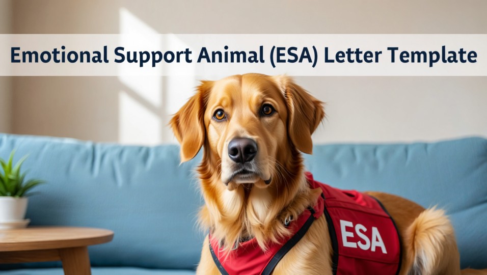 Emotional Support Animal (ESA) Letter Template