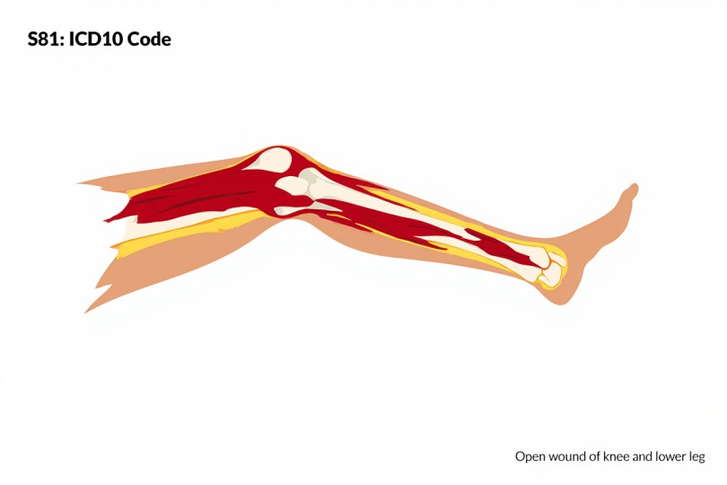 S81: ICD10 Code for Open wound of knee and lower leg