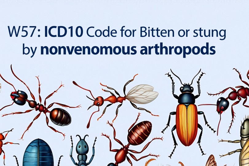 W57: ICD10 Code for Bitten or stung by nonvenomous arthropods