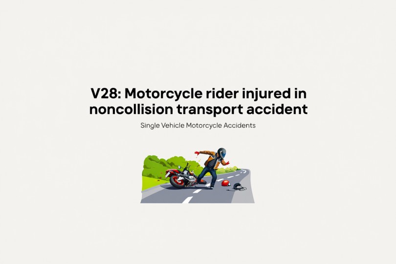V28: Motorcycle rider injured in noncollision transport accident