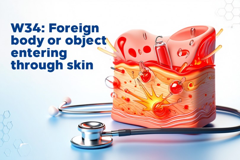 W34: Foreign body or object entering through skin